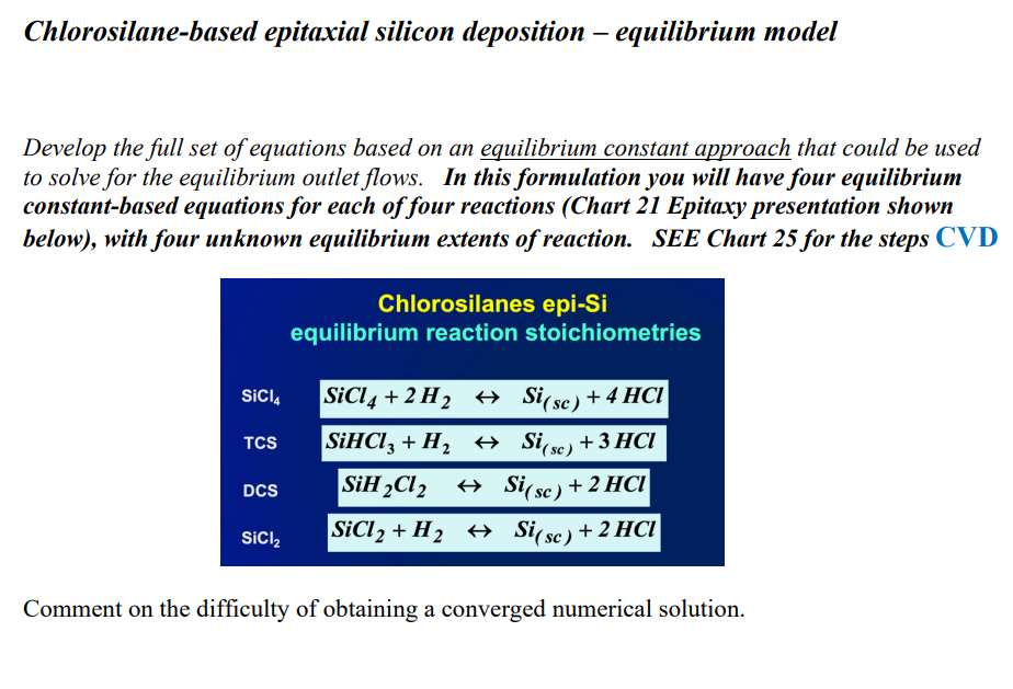 Solved Chlorosilane-based epitaxial silicon deposition - | Chegg.com