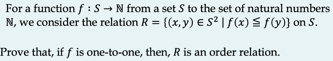 Solved For a function f:S→N from a set S to the set of | Chegg.com