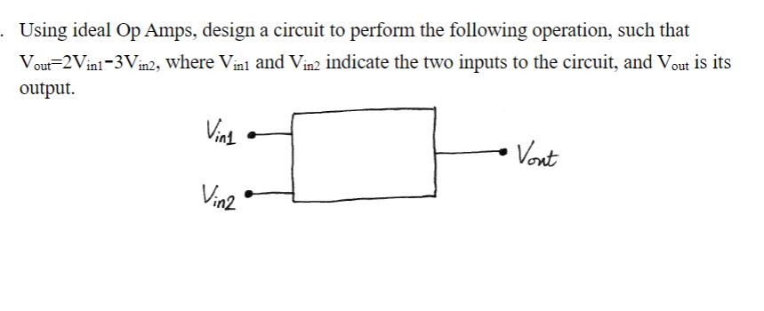 Solved Using ideal Op Amps, design a circuit to perform the | Chegg.com