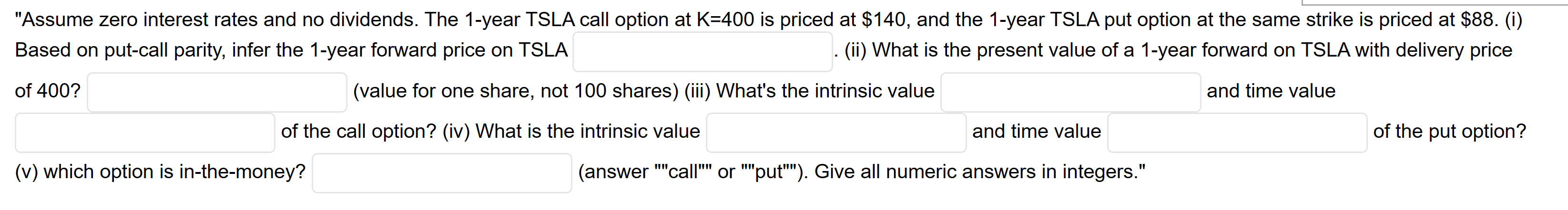 Solved "Assume zero interest rates and no dividends. The 1 | Chegg.com