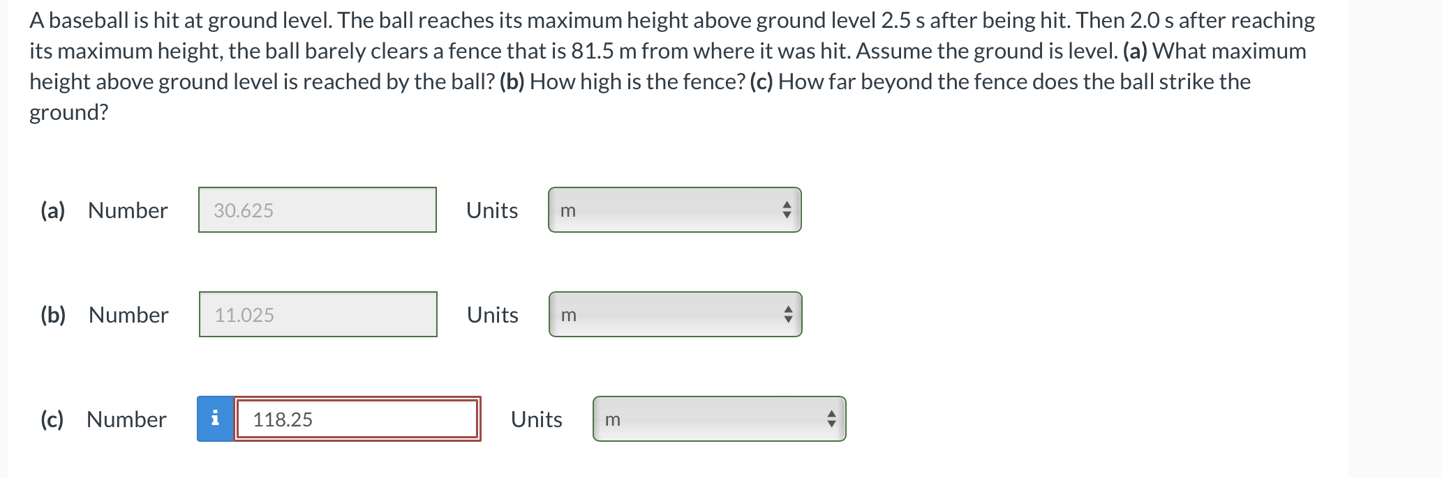 Solved A baseball is hit at ground level. The ball reaches | Chegg.com