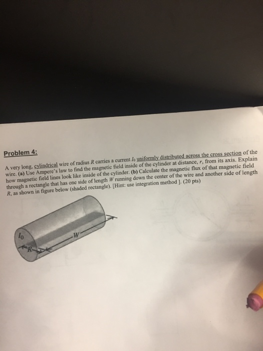Solved Problem 4: A very long, cylindrical wire of radius R | Chegg.com