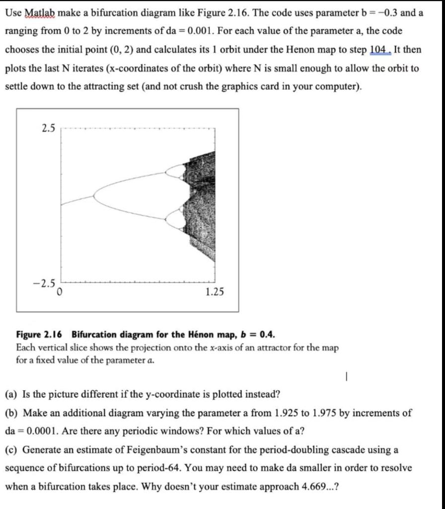 Solved Use Matlab make a bifurcation diagram like Figure | Chegg.com