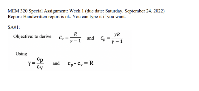 Solved MEM 320 Special Assignment: Week 1 (due date: | Chegg.com