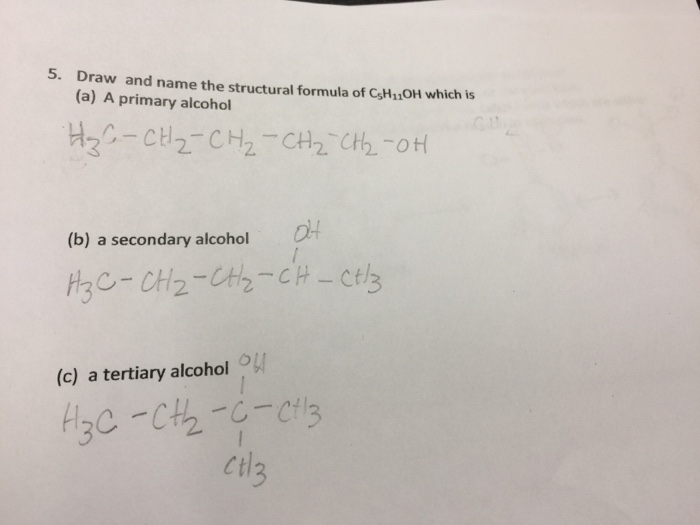 Solved Draw and name the structural formula of C_5H_11OH | Chegg.com