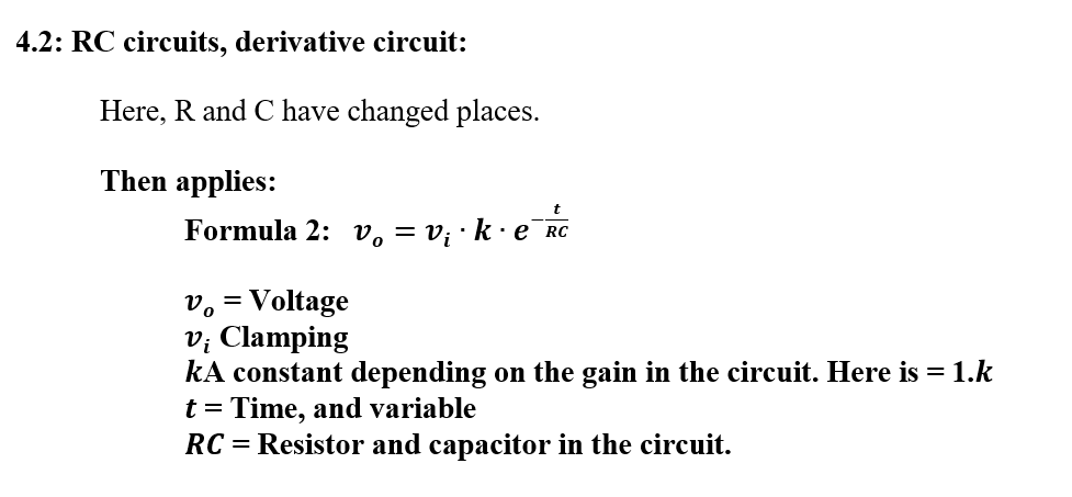 Solved 4.2: RC circuits, derivative circuit: Here, R and C | Chegg.com