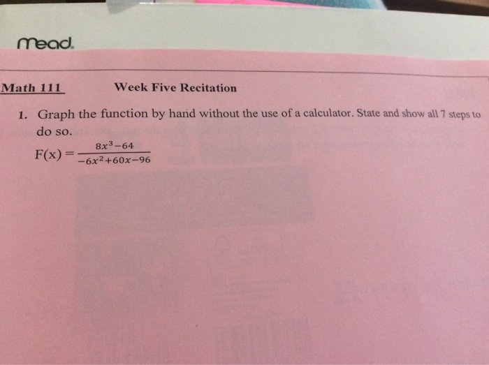 Solved mead Math 111 Week Five Recitation Graph the function | Chegg.com