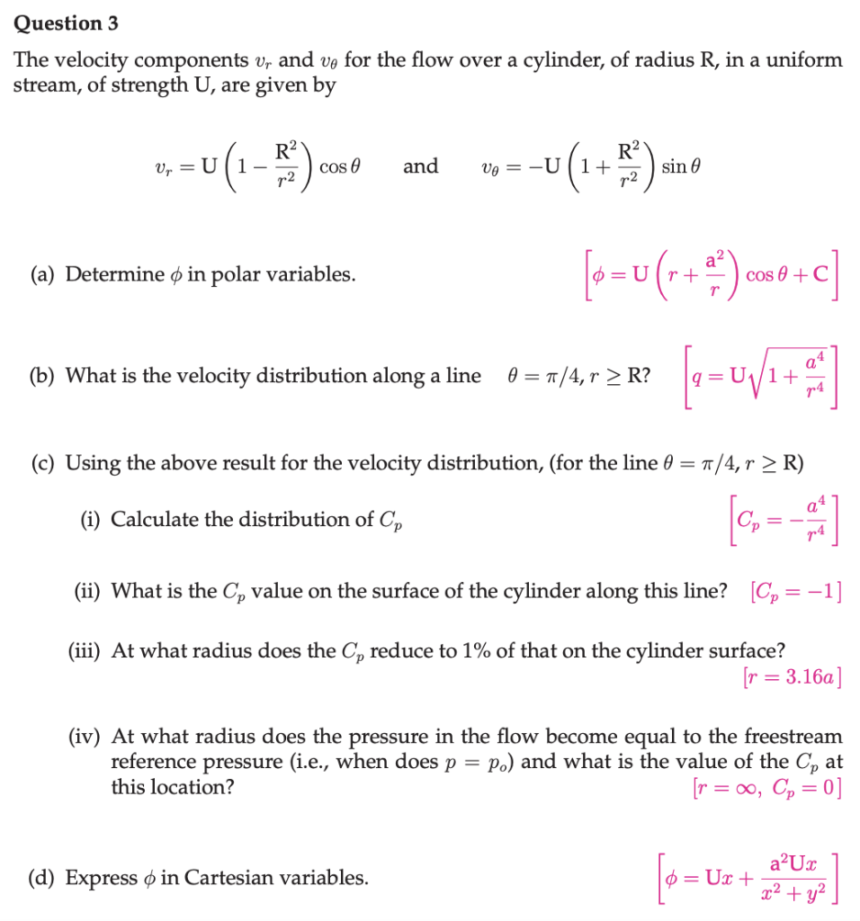 Solved Question 3 The velocity components vr and vθ for the | Chegg.com