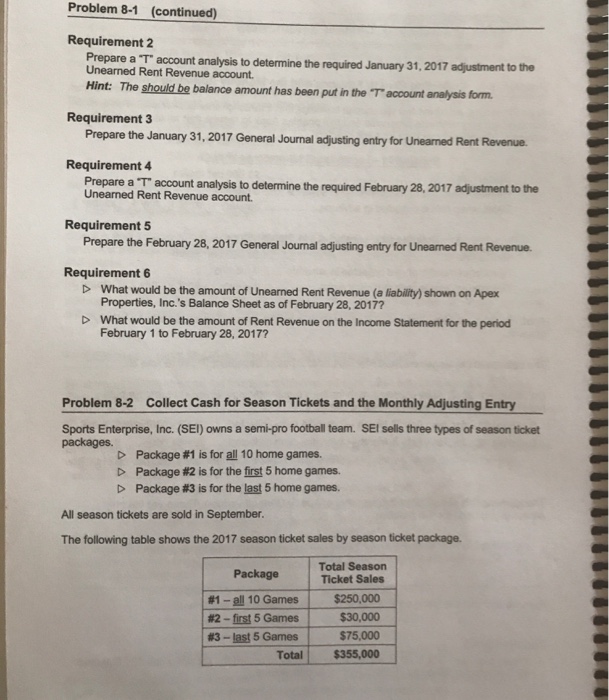 Solved Problem 8-1 Collecting Rent In Advance and the | Chegg.com Solved Problem 8-1 Collecting Rent In Advance and the | Chegg.com