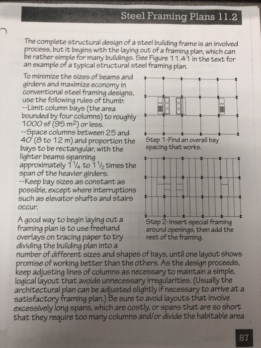 Steel Framing Plans 11.2 The complete structural | Chegg.com