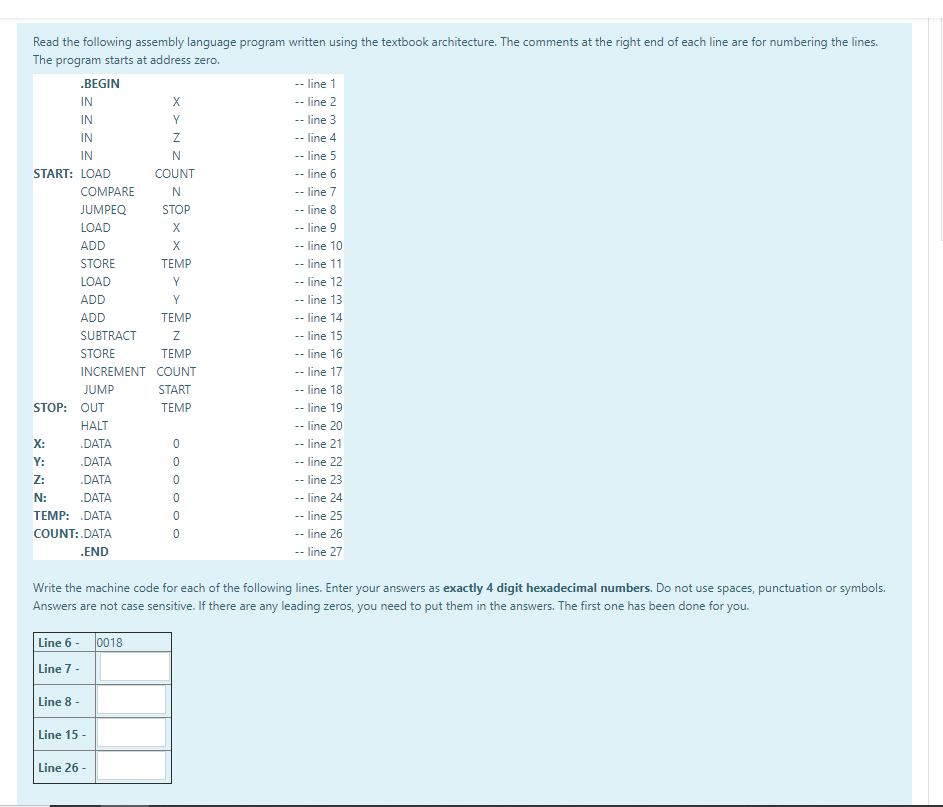 Solved Read The Following Assembly Language Program Written