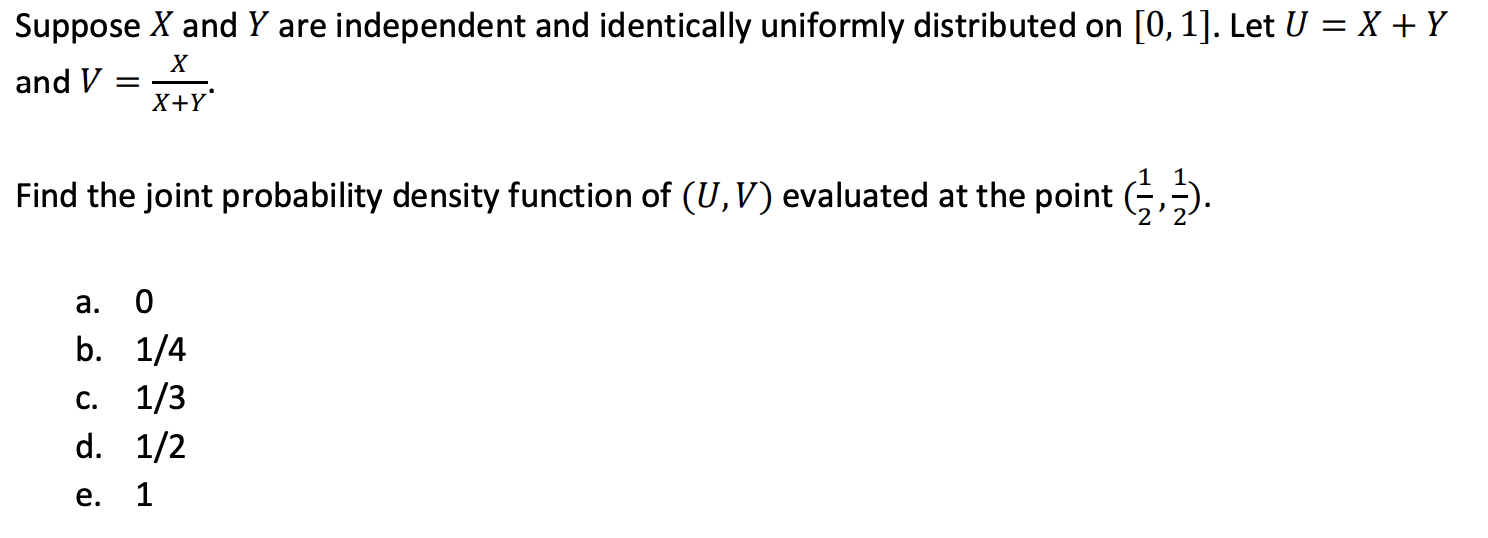 Solved Suppose X and Y are independent and identically | Chegg.com