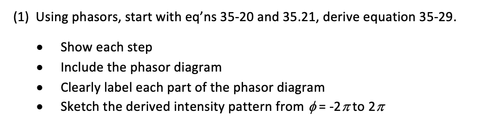 (1) Using phasors, start with eq'ns 35-20 and 35.21, | Chegg.com