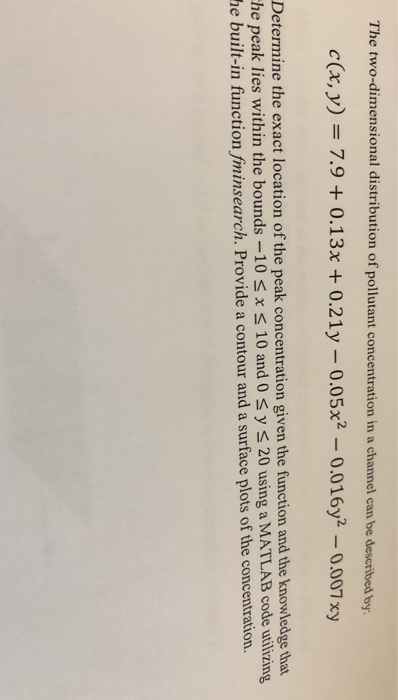 Solved The two-dimensional distribution of pollutant | Chegg.com