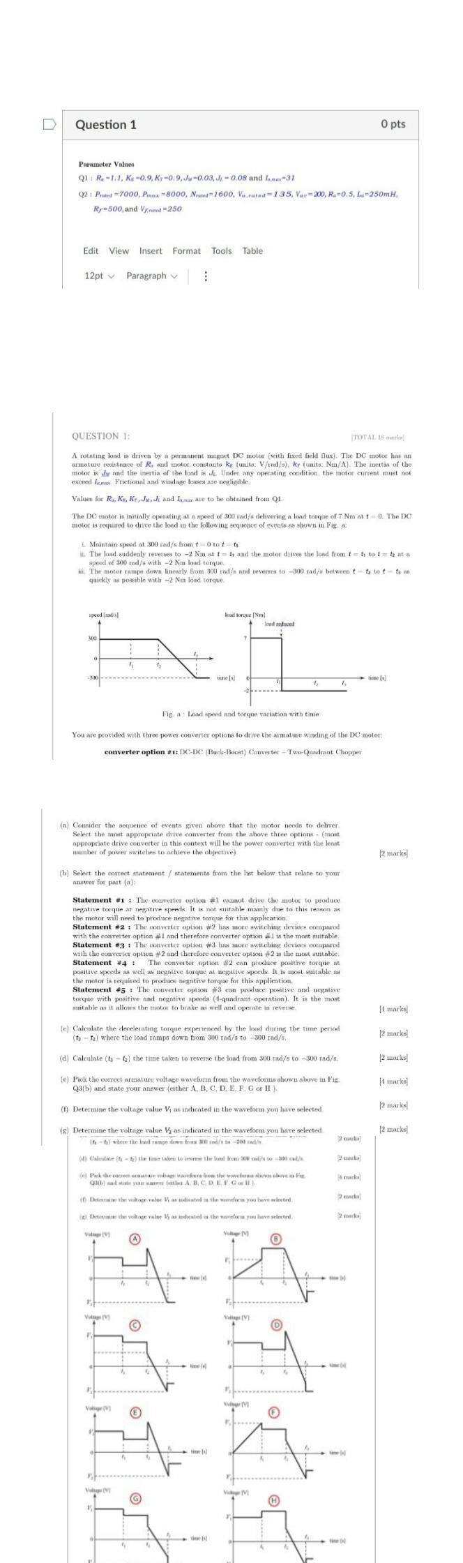 Parameter Values Q1: | Chegg.com