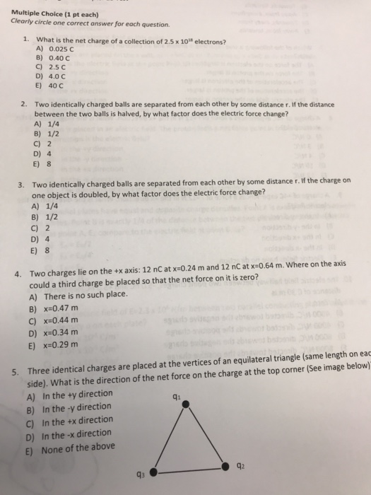 Solved Multiple Choice (1 pt each) Clearly circle one | Chegg.com