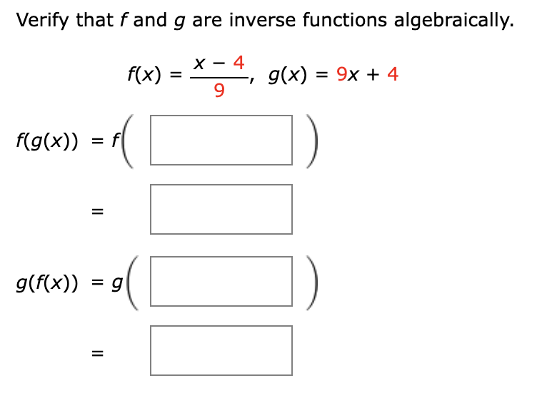Solved Verify that f and g are inverse functions | Chegg.com