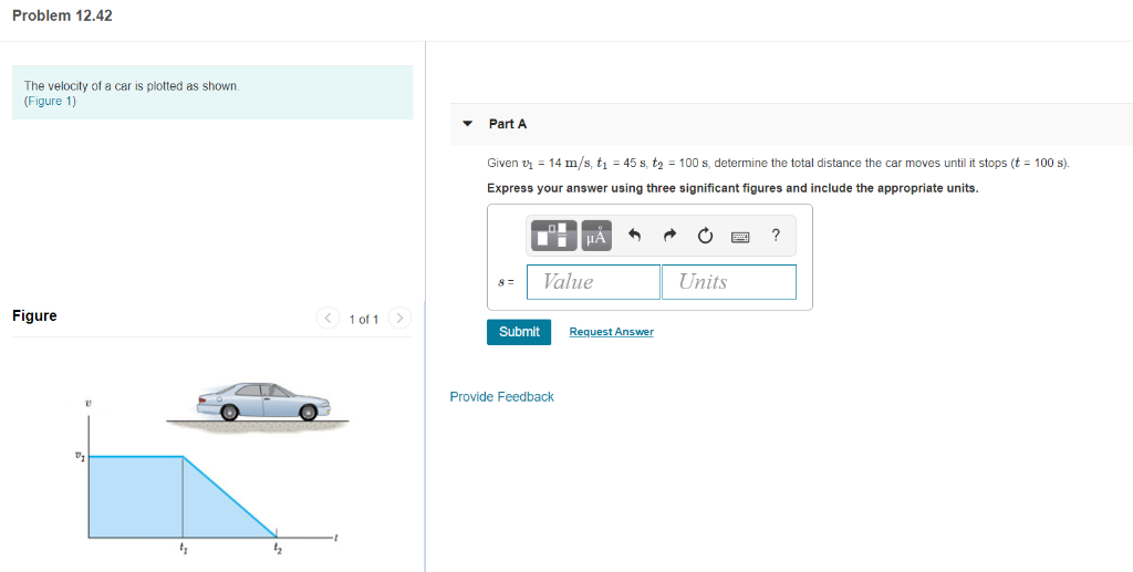 Solved Problem 12.42 The velocity of a car is plotted as | Chegg.com