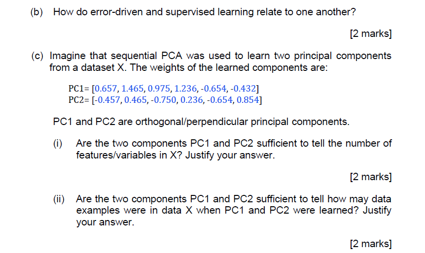 Solved B How Do Error Driven And Supervised Learning 8465