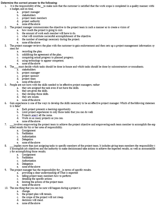 Solved a a stem for e. a. Determine the correct answer to | Chegg.com
