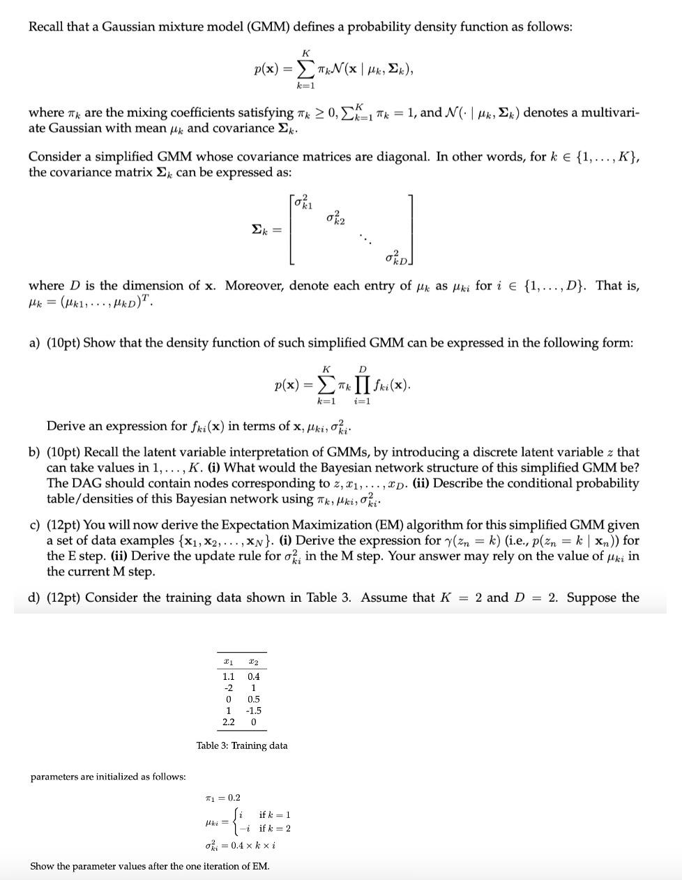 Recall that a Gaussian mixture model (GMM) defines a | Chegg.com