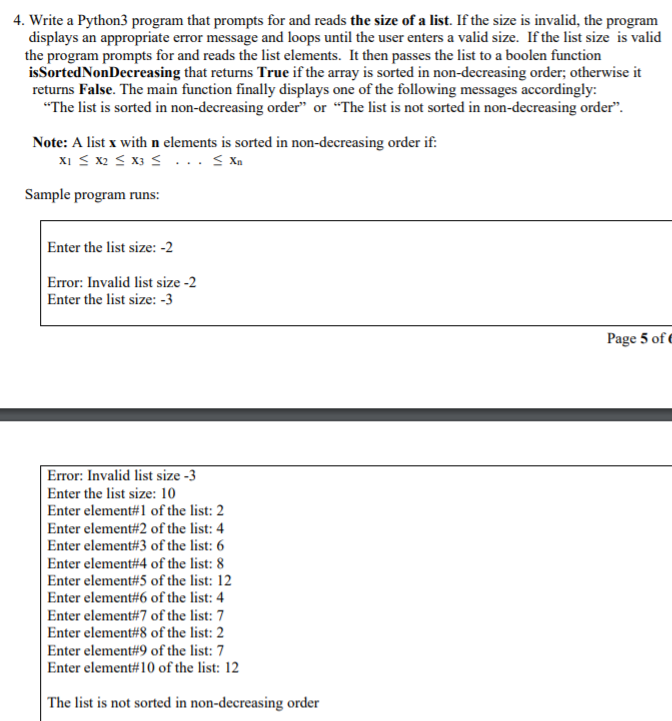 Solved 4. Write a Python3 program that prompts for and reads | Chegg.com