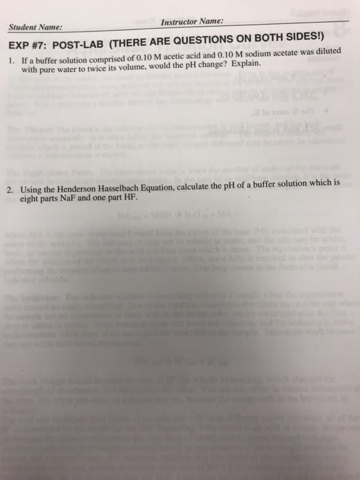Solved Student Name: Instructor Name: EXP #7: POST-LAB | Chegg.com