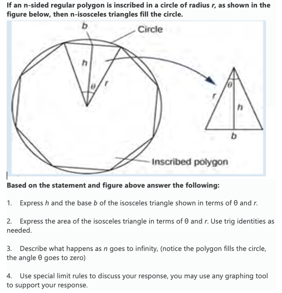 Solved If an n-sided regular polygon is inscribed in a | Chegg.com