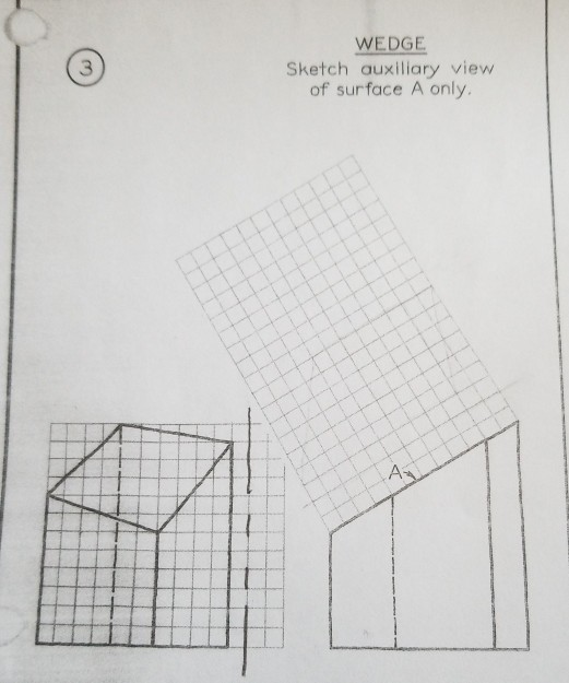 Solved WEDGE Sketch auxiliary view of surface A only. | Chegg.com