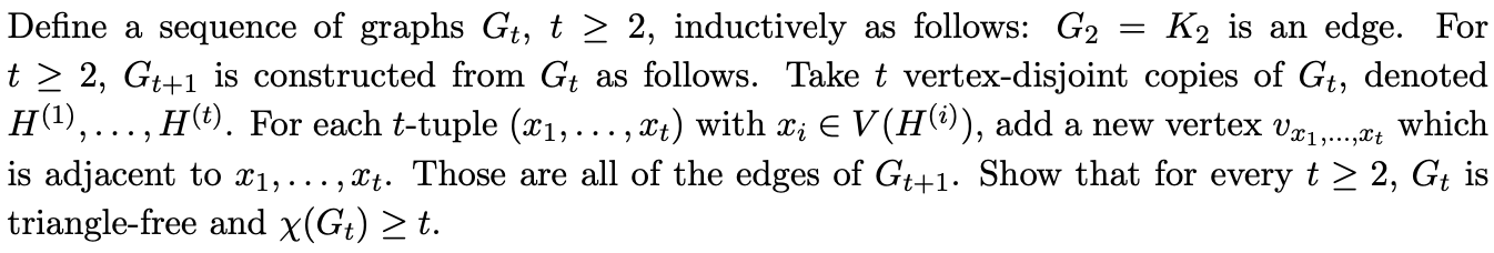 Solved Defineasequenceof graphs Gt,t≥2, ﻿inductively as | Chegg.com