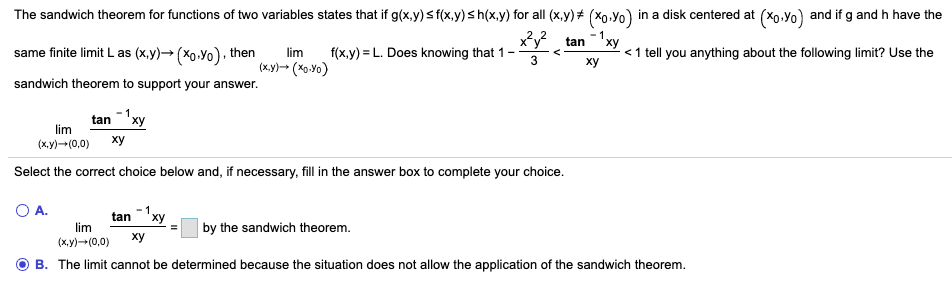 Solved The sandwich theorem for functions of two variables | Chegg.com