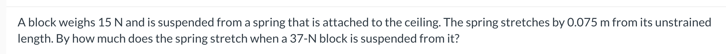 Solved A block weighs 15 ﻿N and is suspended from a spring | Chegg.com