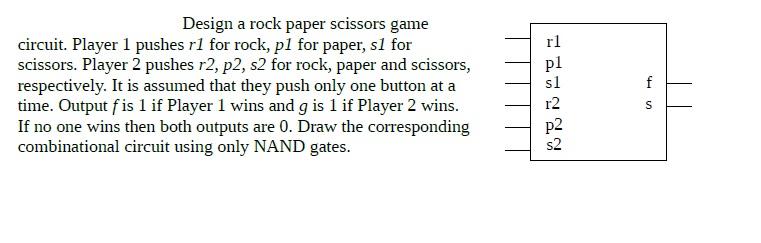 Solved Design a rock paper scissors game circuit. Player 1 | Chegg.com