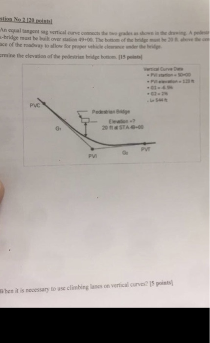 Solved An equal tangent sag vertical curve connects the two | Chegg.com