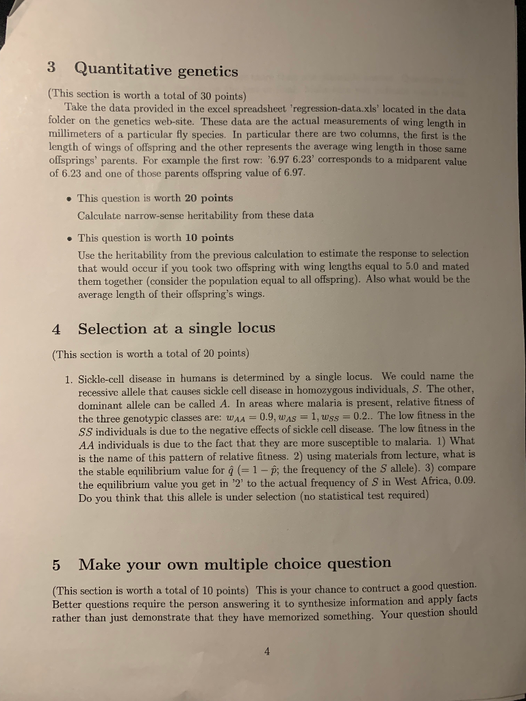 Solved 3 Quantitative genetics (This section is worth a | Chegg.com