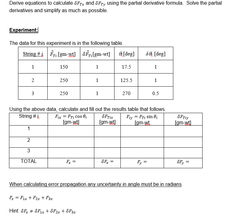 Solved Derive equations to calculate 8FTx and Fry using the | Chegg.com