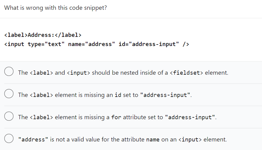 Solved What is wrong with this code snippet? Address: | Chegg.com