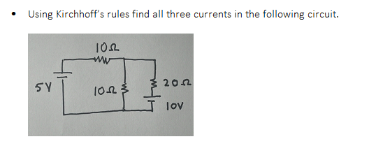 Solved Using Kirchhoff's rules find all three currents in | Chegg.com