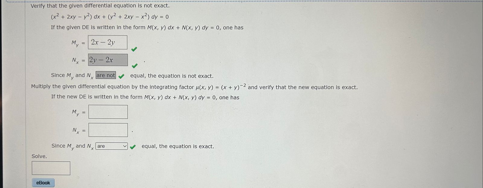 Solved Verify that the given differential equation is not | Chegg.com