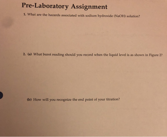 Solved Pre-Laboratory Assignment 1. What are the hazards | Chegg.com