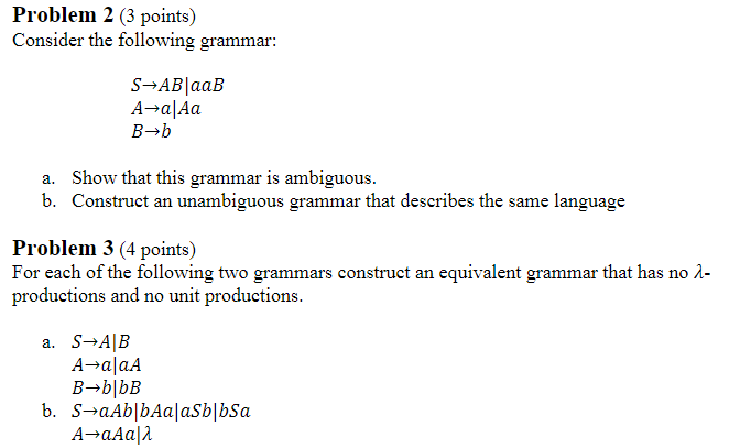 Solved Problem 2 (3 points) Consider the following grammar: | Chegg.com