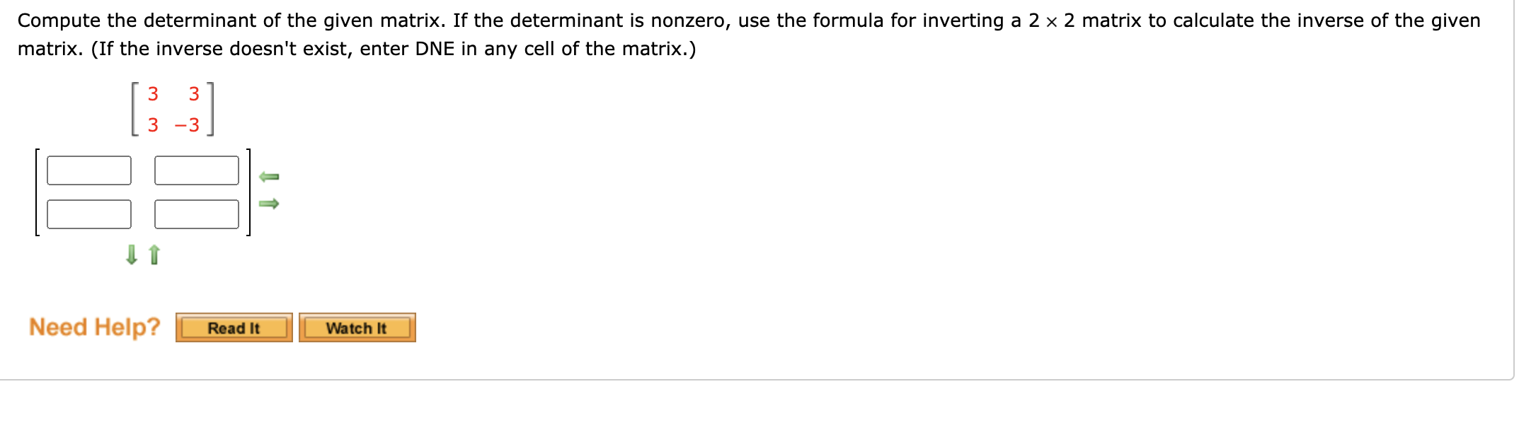 Solved Compute the determinant of the given matrix. If the | Chegg.com