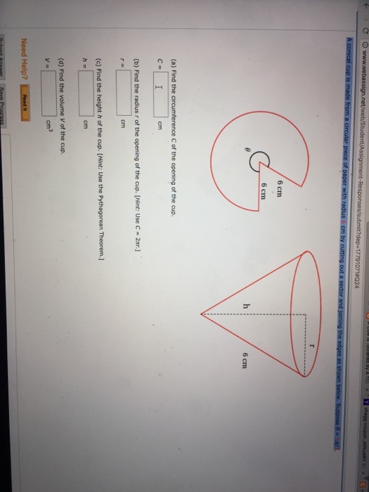 Solved 6 cm 6 cm 6 cm (a) Find the circumference C of the | Chegg.com