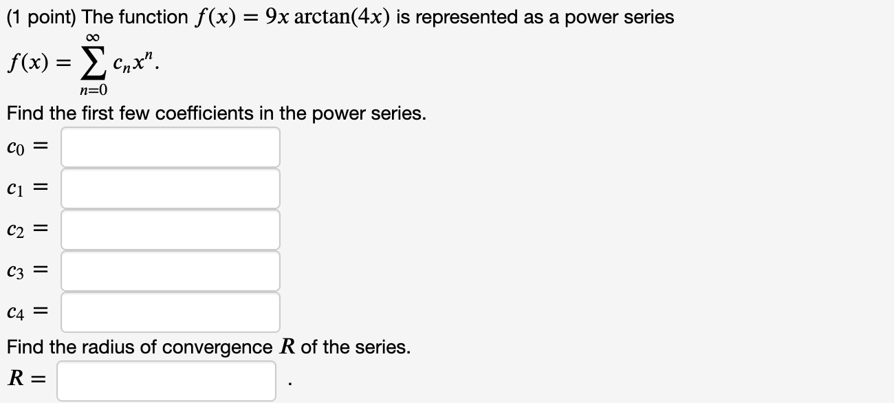Solved (1 point) The function f(x) = 9x arctan(4x) is | Chegg.com