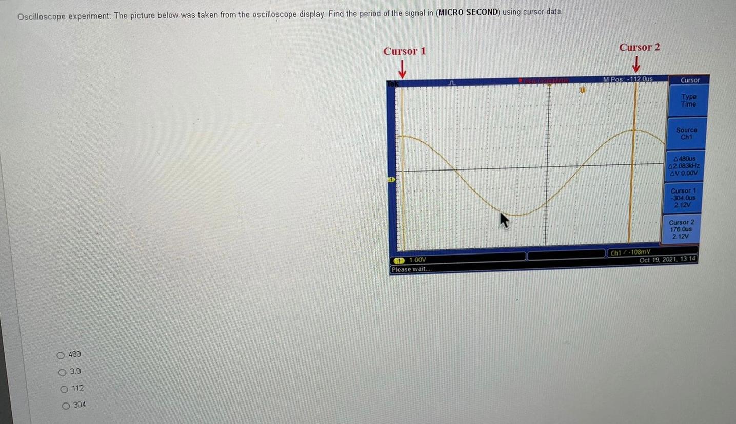 Solved Oscilloscope experiment: The picture below was taken | Chegg.com