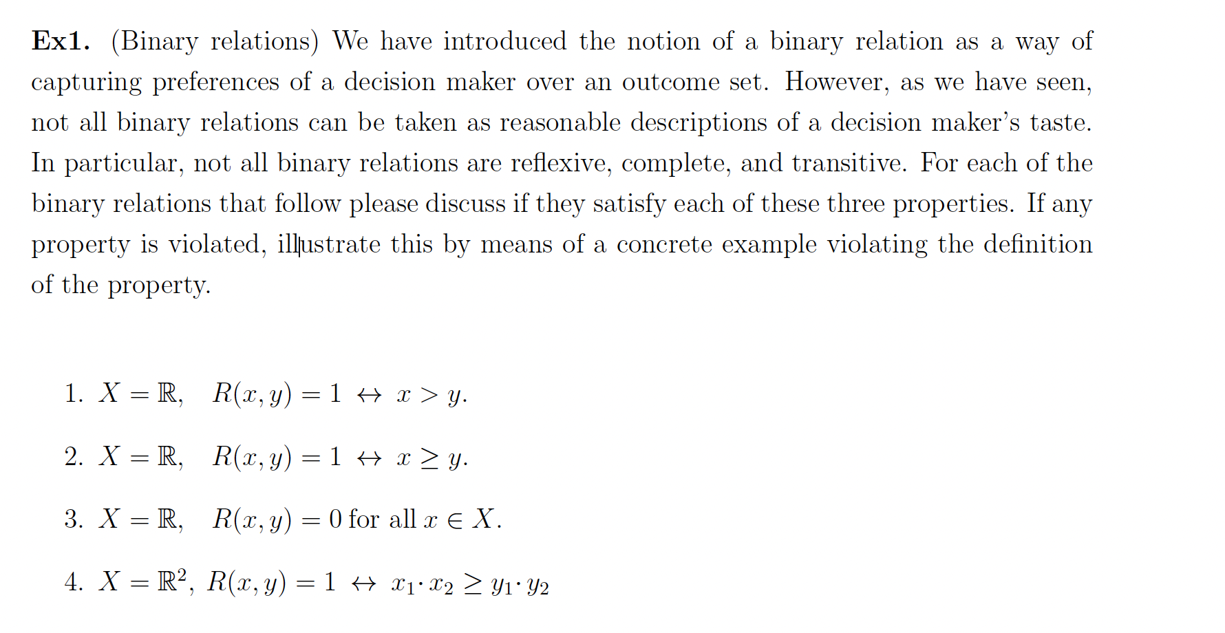 Ex1. (Binary relations) We have introduced the notion | Chegg.com