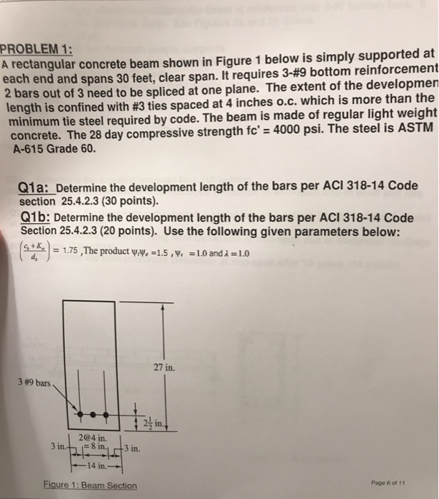 Solved A rectangular concrete beam shown in Figure 1 below | Chegg.com