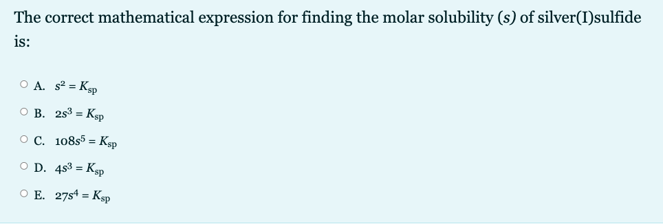 Solved The correct mathematical expression for finding the | Chegg.com