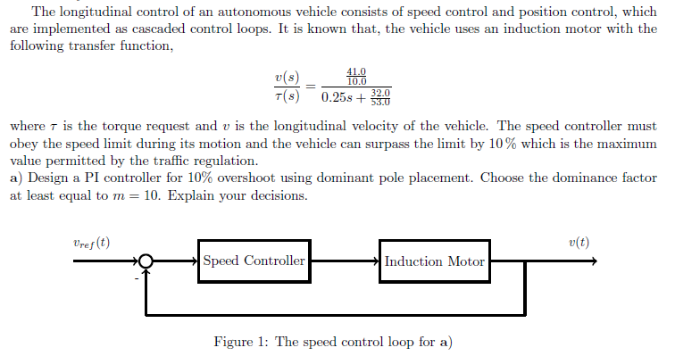 The longitudinal control of an autonomous vehicle | Chegg.com