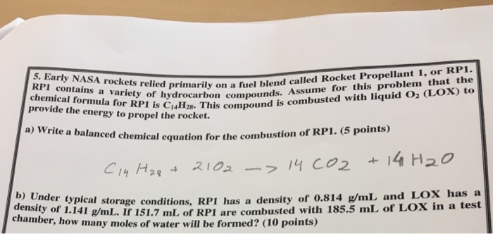 Solved called Rocket Propellant 1, or RPI. the 5. Early NASA | Chegg.com
